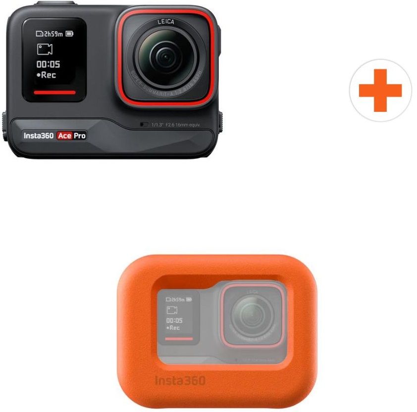 Екшън камера Insta360 - Ace Pro, 8K + аксесоар Ace Pro Float Guard ...