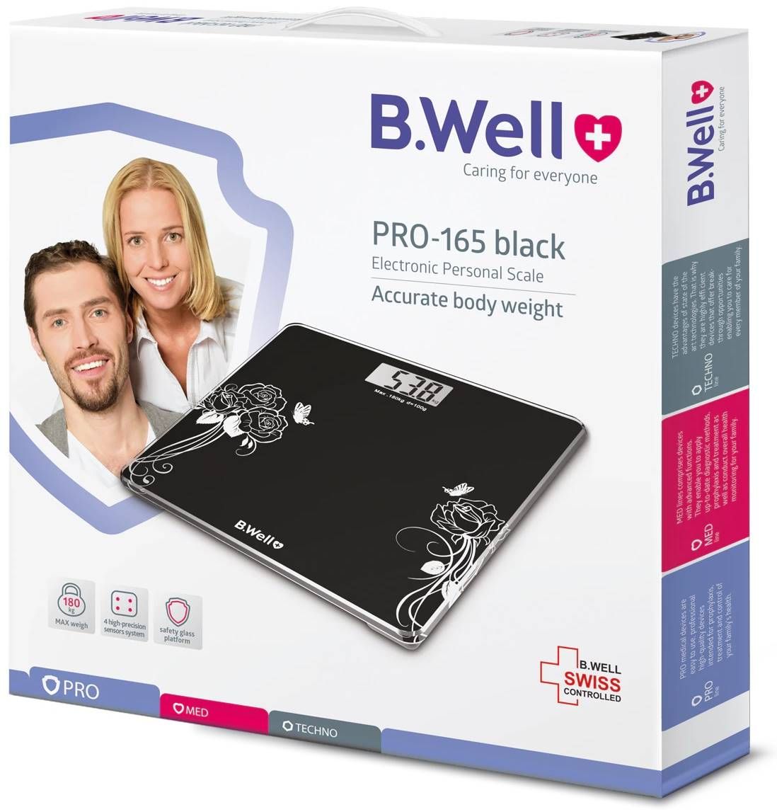 PRO-165 Електронна везна, черна, B.Well | Ozone.bg
