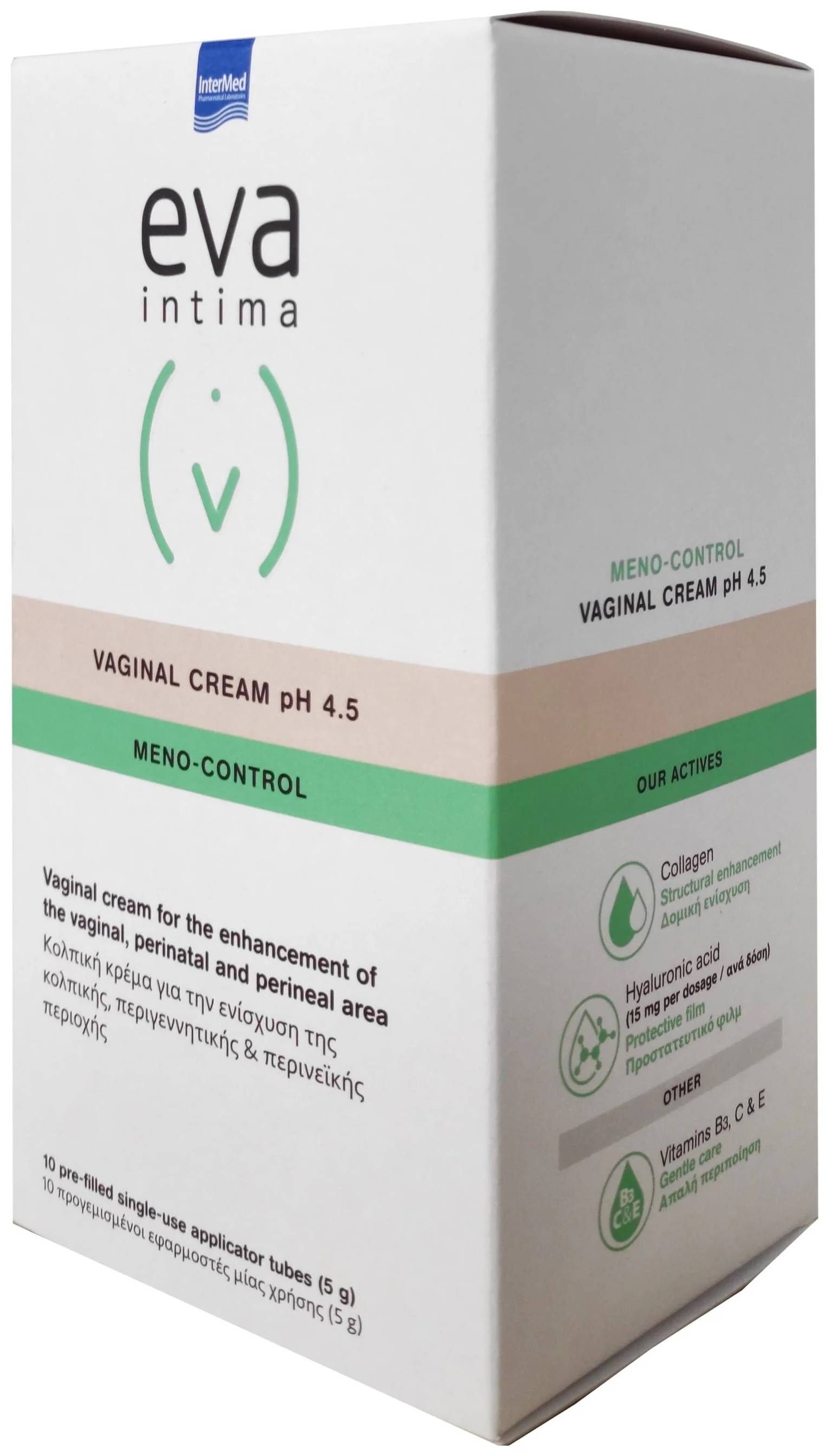 Eva Intima Вагинален крем Meno-Control pH 4.5, 10 туби x 5 g, Vittoria Pharma | Ozone.bg