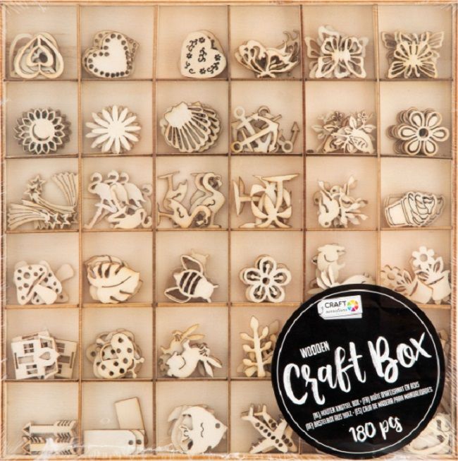 Фигури за декорация Grafix Craft Sensations - дървени, в кутия, 180 броя | Ozone.bg