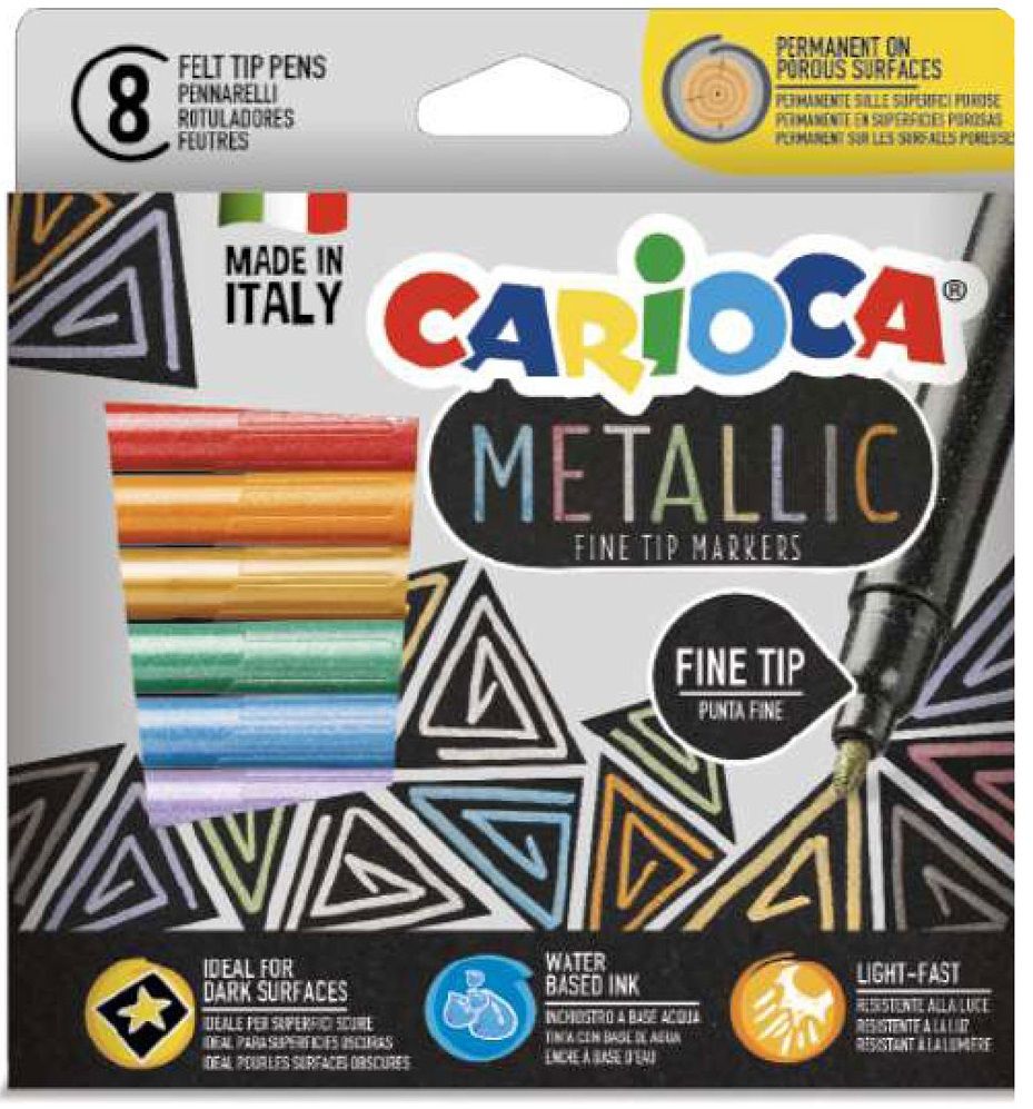 Флумастери Carioca - Metallic, 8 цвята | Ozone.bg