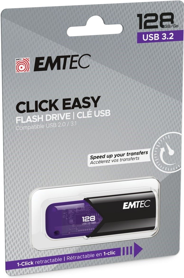 Флаш памет Emtec - B110 Click Easy, 128GB, USB 3.2 | Ozone.bg