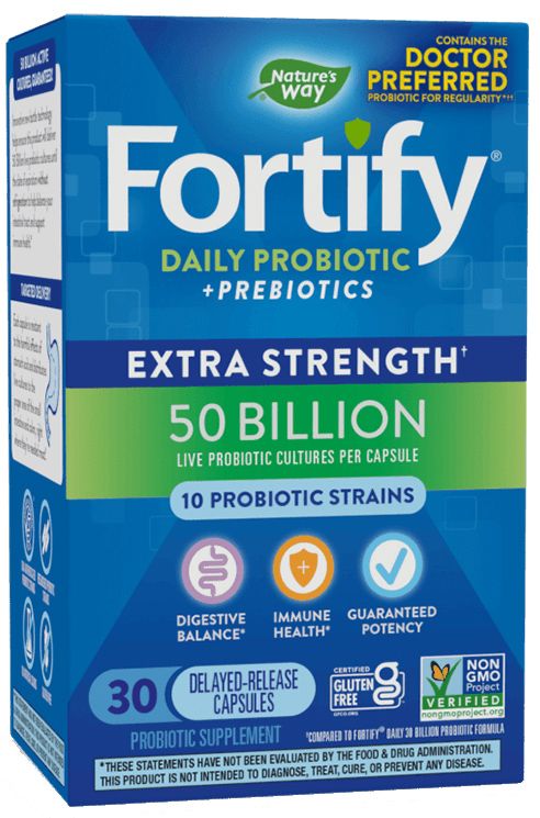 Fortify Extra Strength Daily Probiotic 50 Billion, 30 капсули, Nature's ...