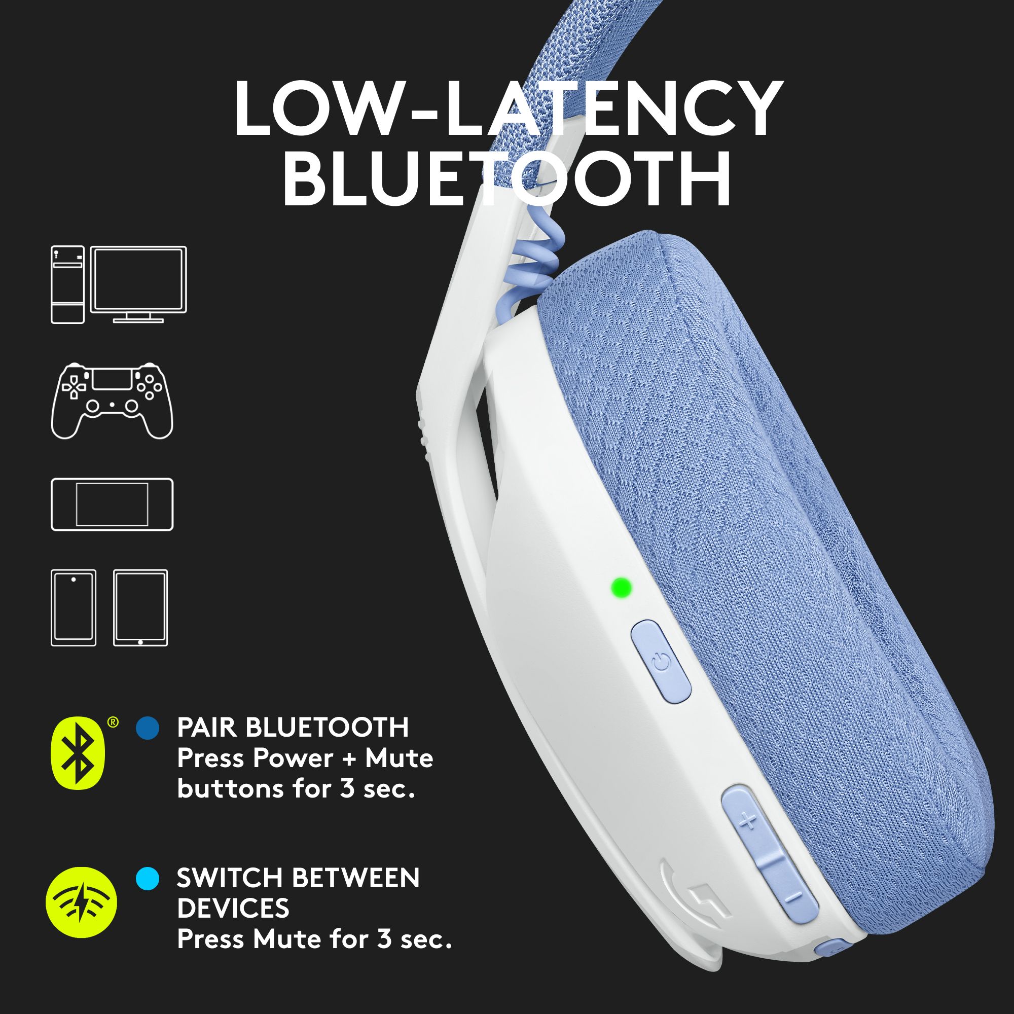 Гейминг слушалки Logitech - G435, безжични, бели | Ozone.bg