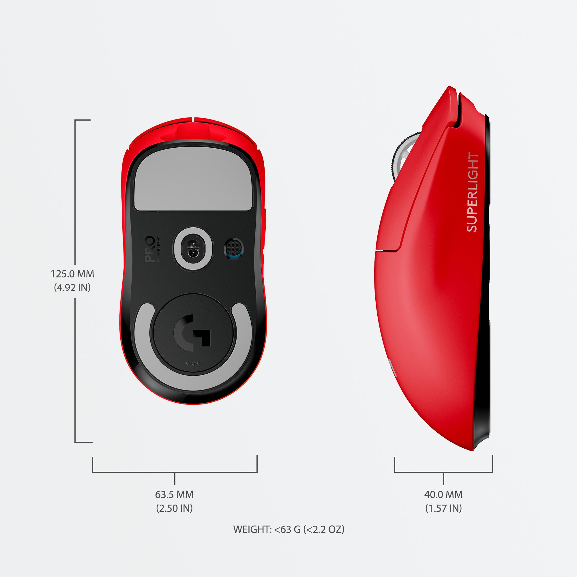 Гейминг мишка Logitech - Pro X Superlight, оптична, безжична, червена ...