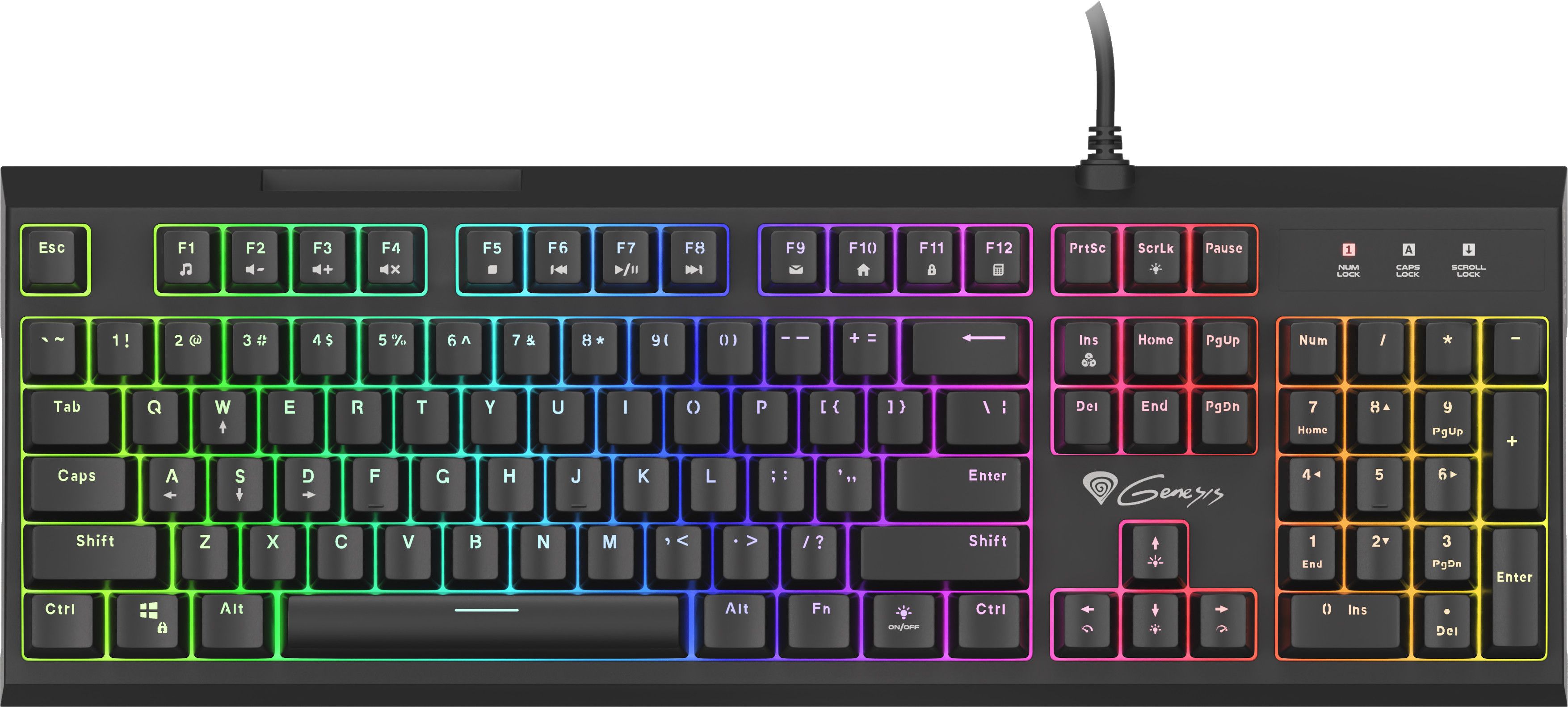 Genesis Hybrid Switch Gaming Keyboard Thor 150 RGB Backlight US Layout ...