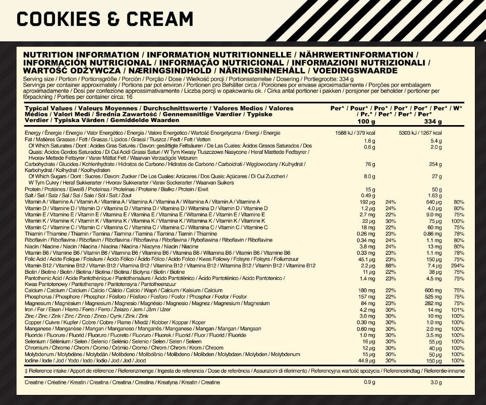 Serious Mass, бисквитки и сметана, 5443 g, Optimum Nutrition | Ozone.bg