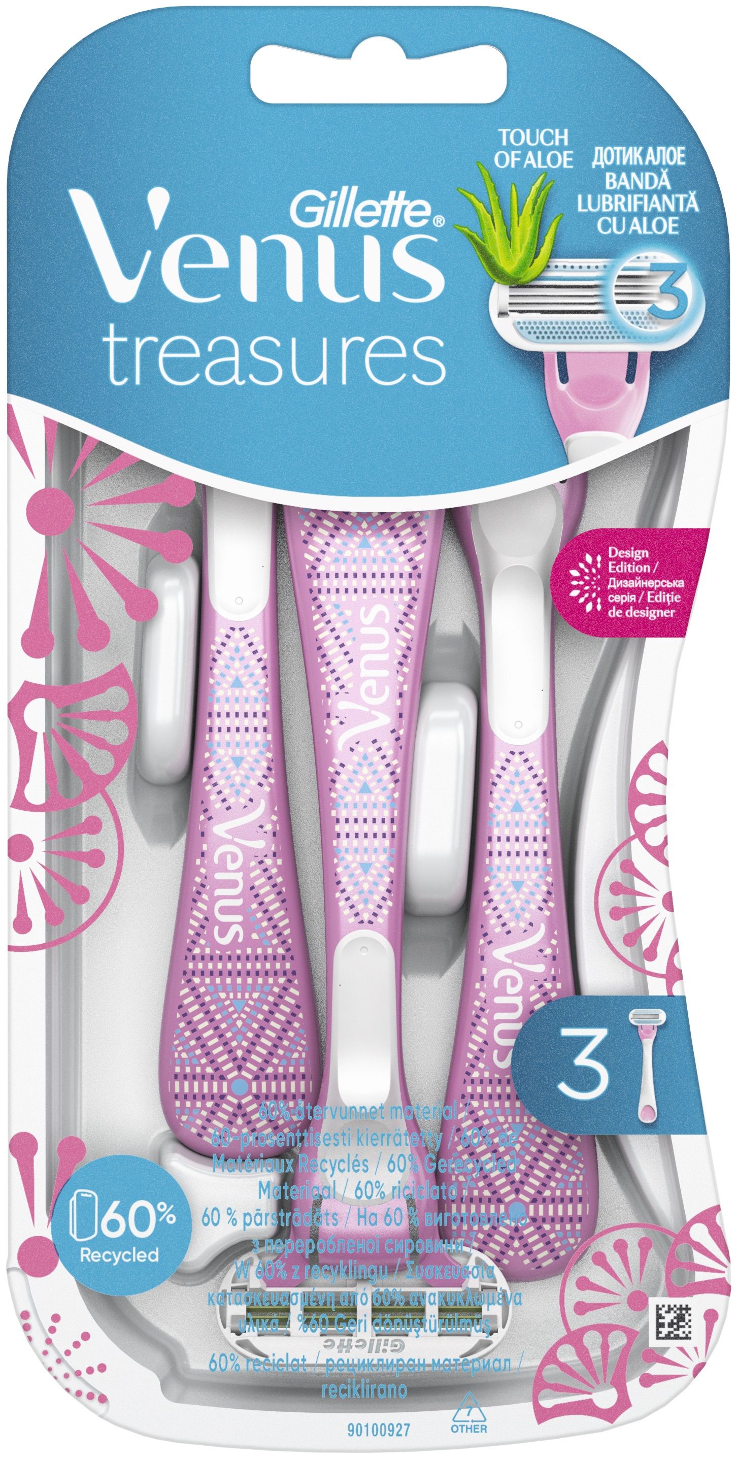 Gillette Venus 3 Дамска самобръсначка Treasures, 3 броя | Ozone.bg