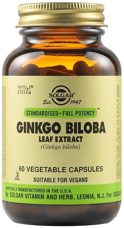 Ginkgo Biloba Leaf Extract, 60 растителни капсули, Solgar | Ozone.bg