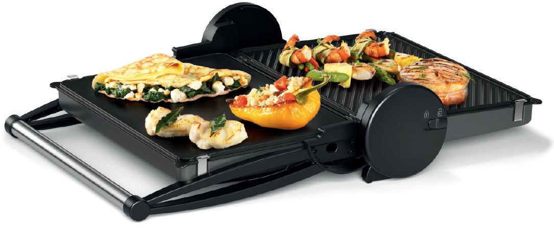 Грил Bosch - TCG4215, 2000W, оребрен/плосък, сребрист | Ozone.bg