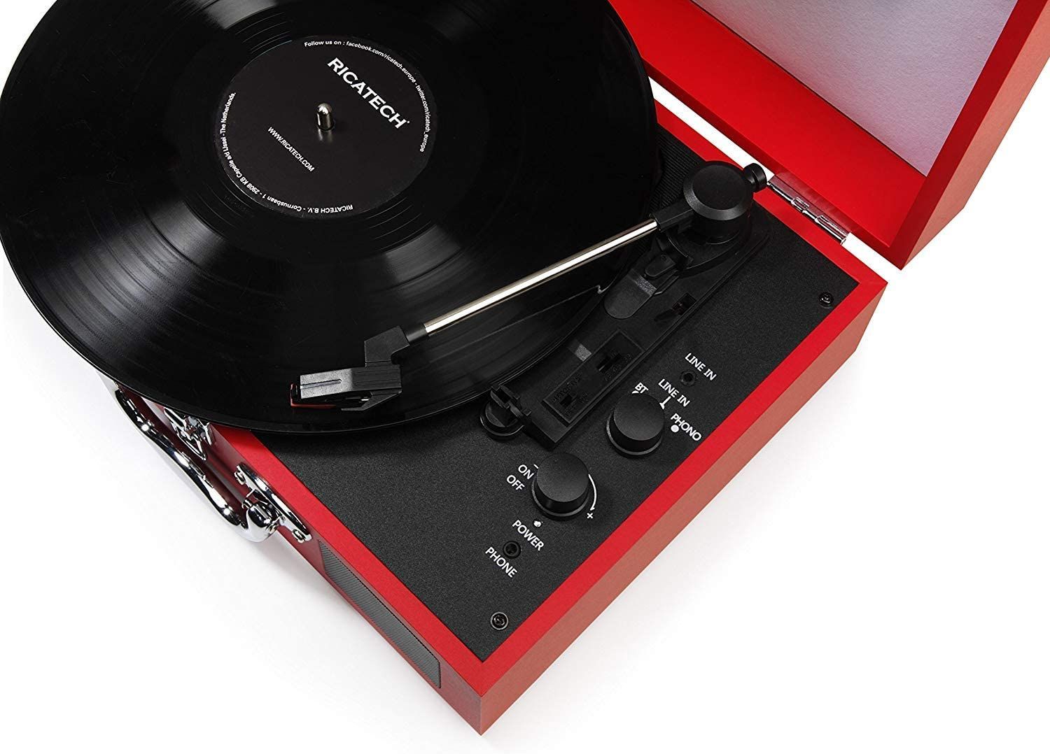 Грамофон Ricatech - RTT21, ръчен, червен | Ozone.bg