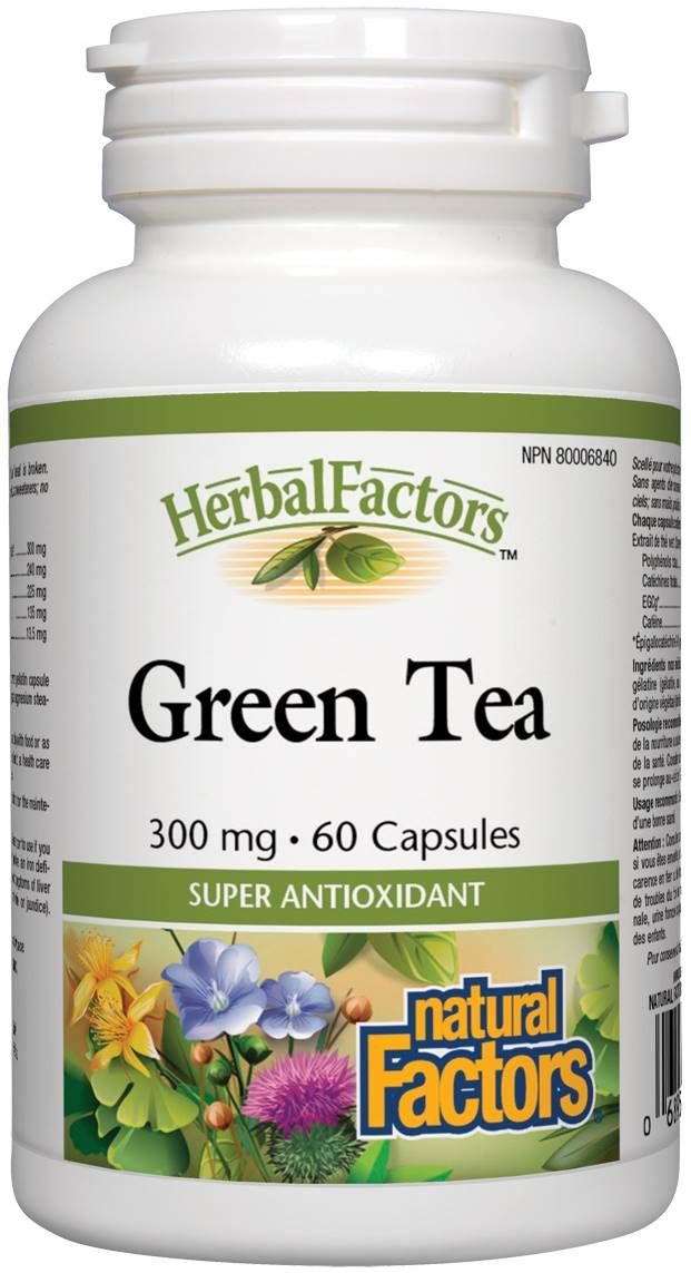Herbal Factors Green Tea, 300 mg, 60 капсули, Natural Factors | Ozone.bg