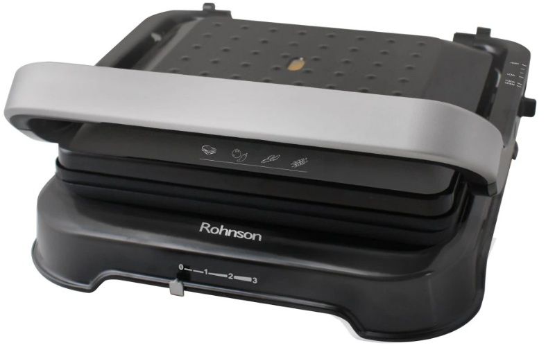 Грил Rohnson - R-2344, 2200W, незалепващо покритие, оребрен, черен ...