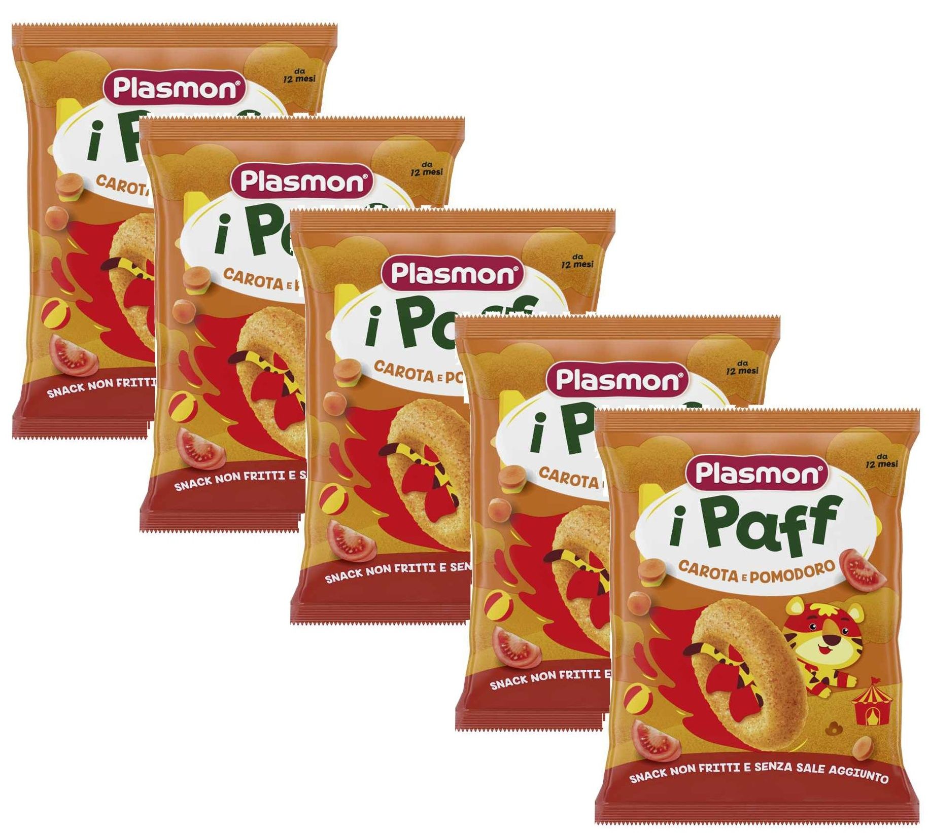 Хрупанки Plasmon - Paff, домат и морков, 12+ м, 5 броя х 15 g | Добра ...
