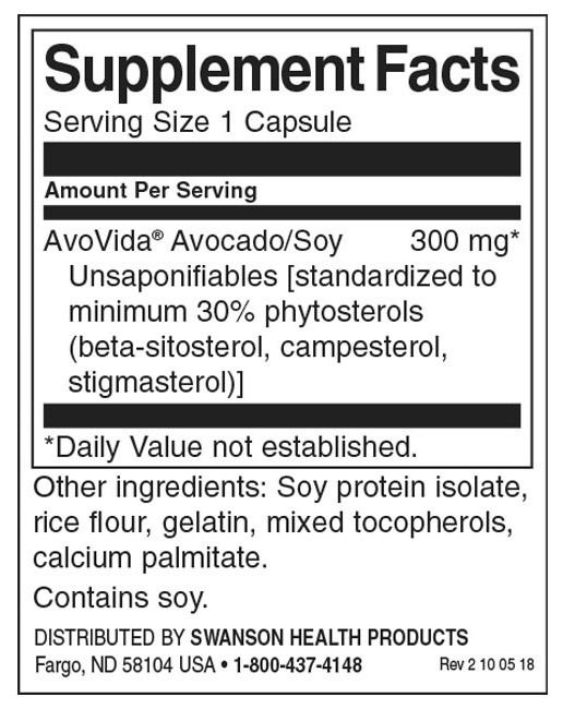 AvoVida, 300 mg, 60 капсули, Swanson | Ozone.bg