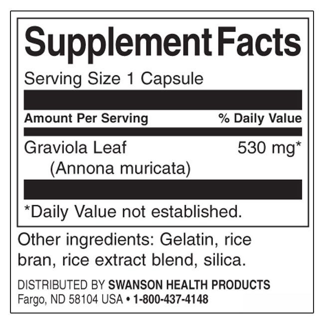 Graviola, 530 mg, 60 капсули, Swanson | Ozone.bg