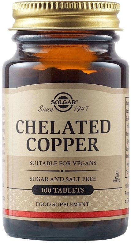 Chelated Copper, 2.5 mg, 100 таблетки, Solgar | Ozone.bg