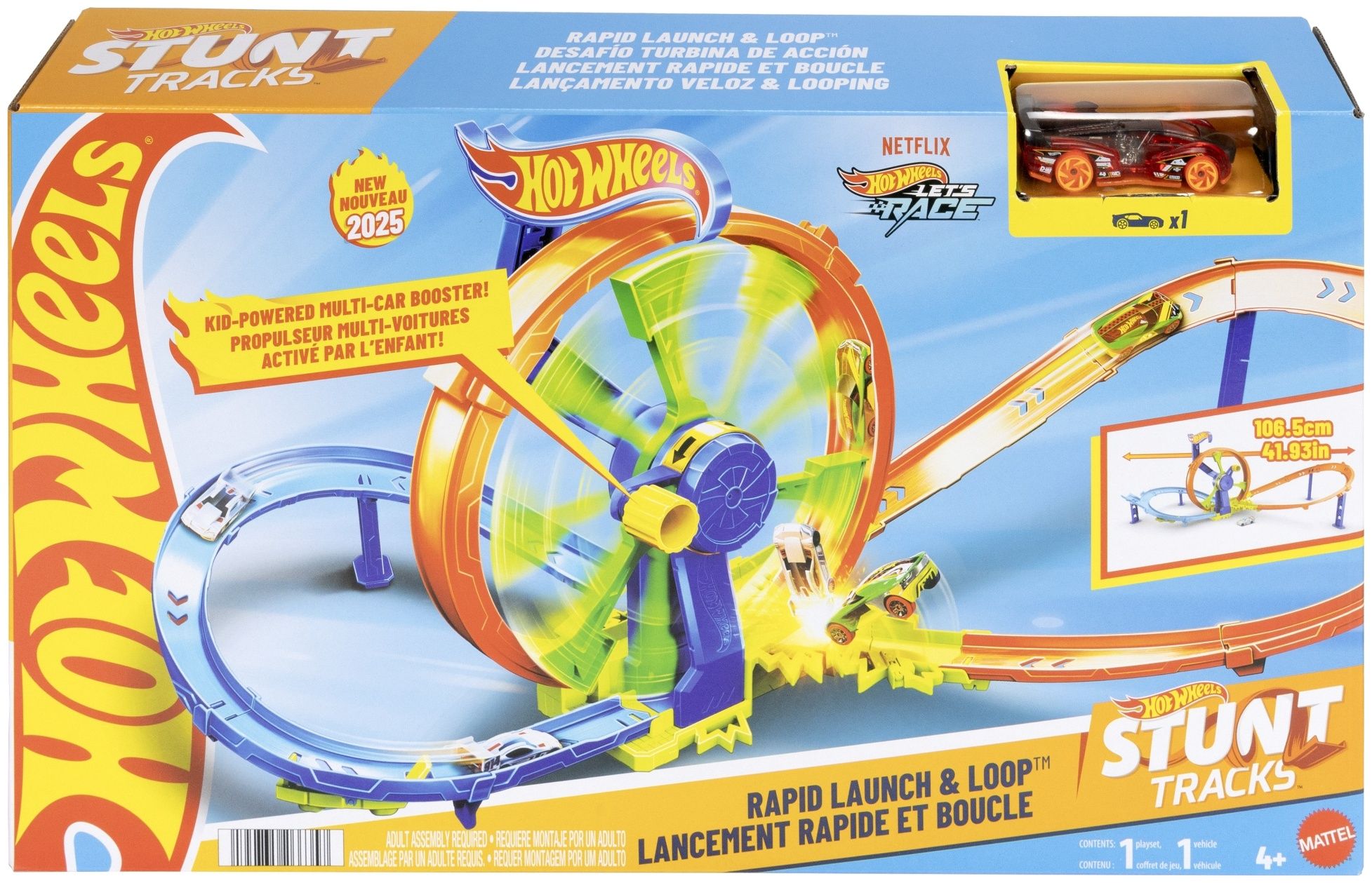 Игрален комплект Hot Wheels - Rapid Launch & Loop, писта с количка, 1: ...
