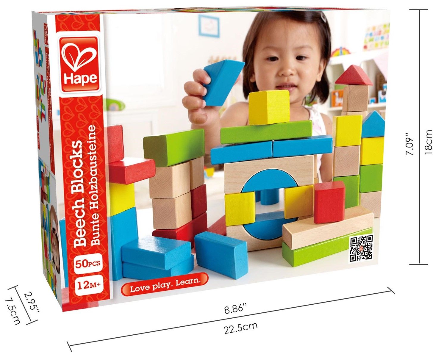 Игрален комплект Hape - Дървени кубчета, 50 броя | Отлична цена | Ozone.bg