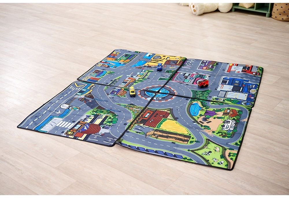 Игрален комплект Dickie Toys - Килимче с кола Micro World Playmat ...
