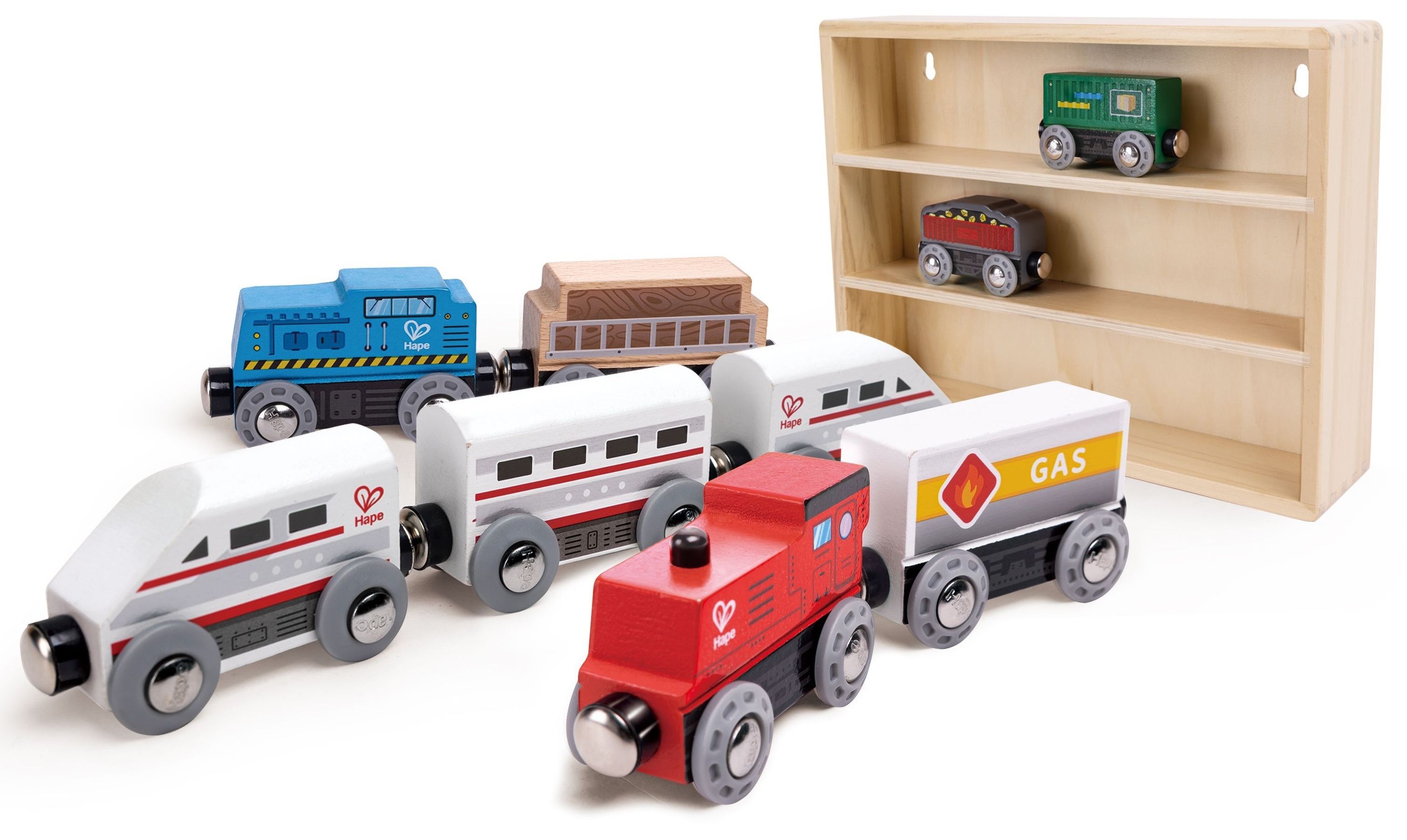 Игрален комплект Hape International - Етажерка с влакчета | Отлична цена | Ozone.bg