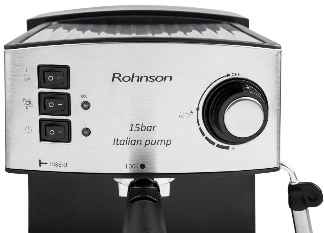Кафемашина Rohnson R-974, 15 bar, 1.6 l, черна/сива | Ozone.bg