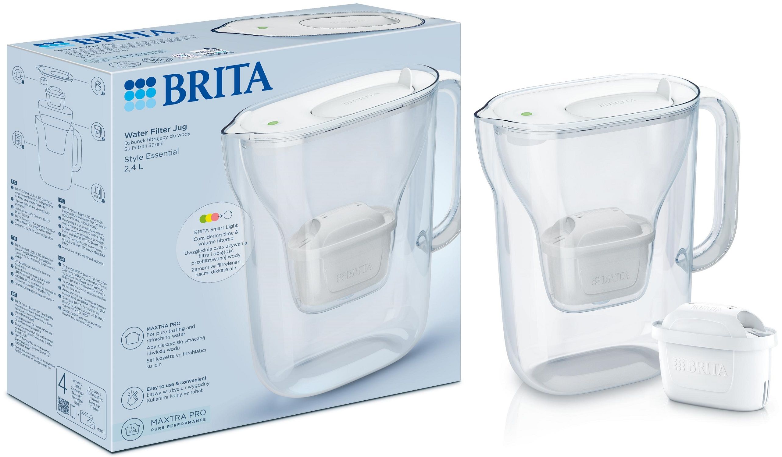 Кана BRITA - Style Cool Essential, LED, 2.4 l, с Maxtra Pro, бяла ...