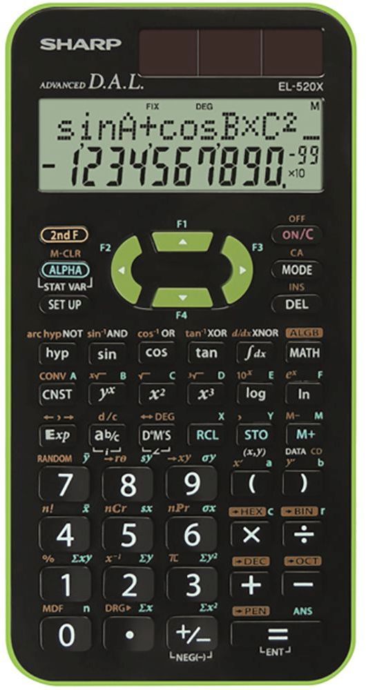 Калкулатор Sharp - EL-520X, научен, черен/зелен, 10 dig | Ozone.bg