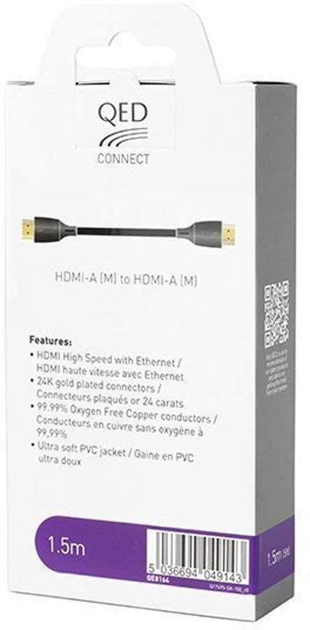 Кабел QED - Connect QE8164, HDMI/HDMI, 1.5m, черен | Ozone.bg