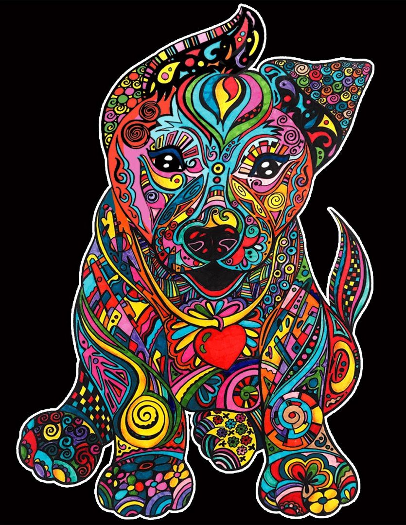 Картина за оцветяване ColorVelvet - Куче, 29.7 х 21 cm | Ozone.bg