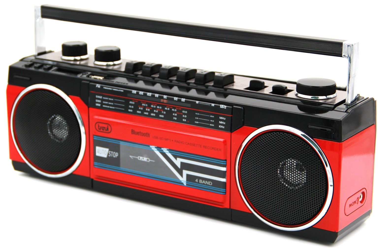 Касетофон Trevi - RR 501 BT, червен/черен | Ozone.bg