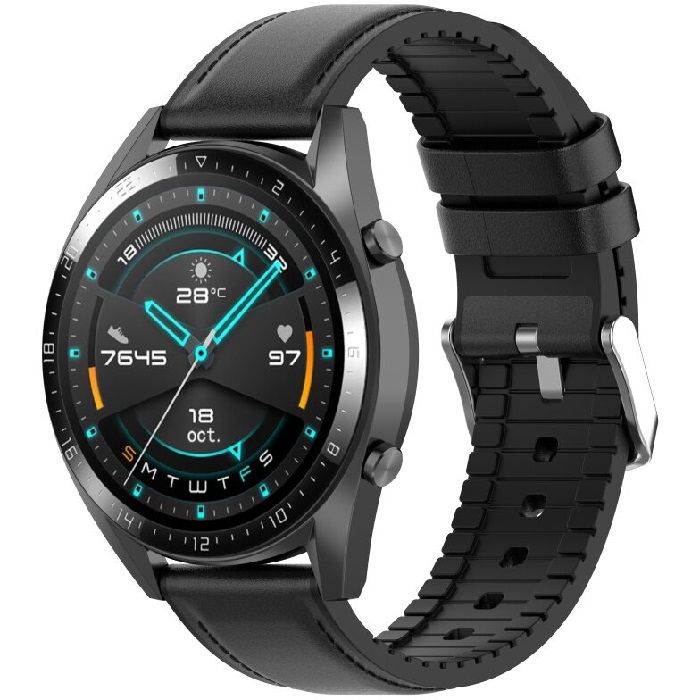 Каишка Techsuit - W007, Galaxy Watch/Huawei Watch, 20 mm, черна | Ozone.bg