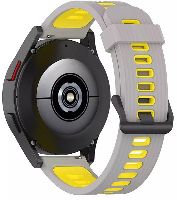 Каишка Techsuit - W002, Galaxy Watch/Huawei Watch, 20mm, сива/жълта ...