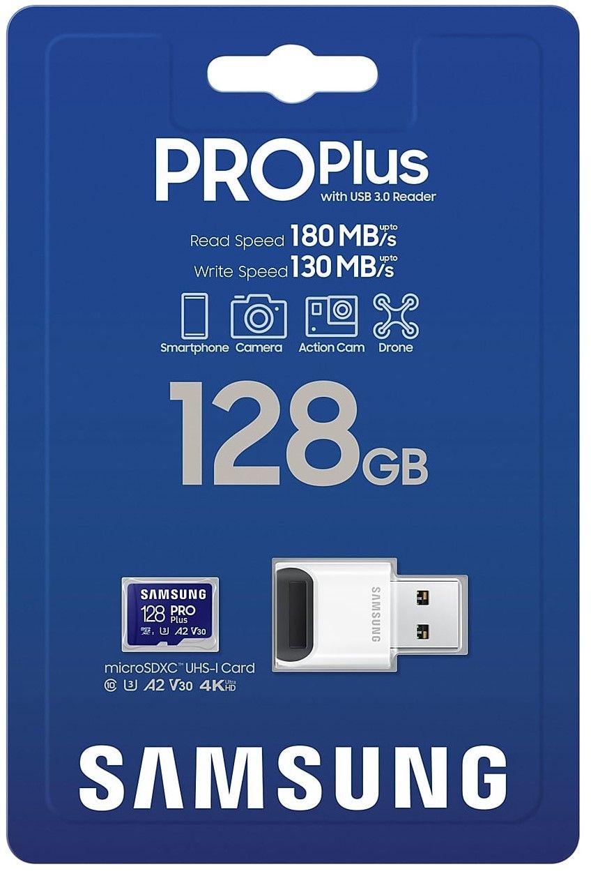 Карта памет Samsung - PRO Plus, 128GB, Class10 + USB четец | Ozone.bg