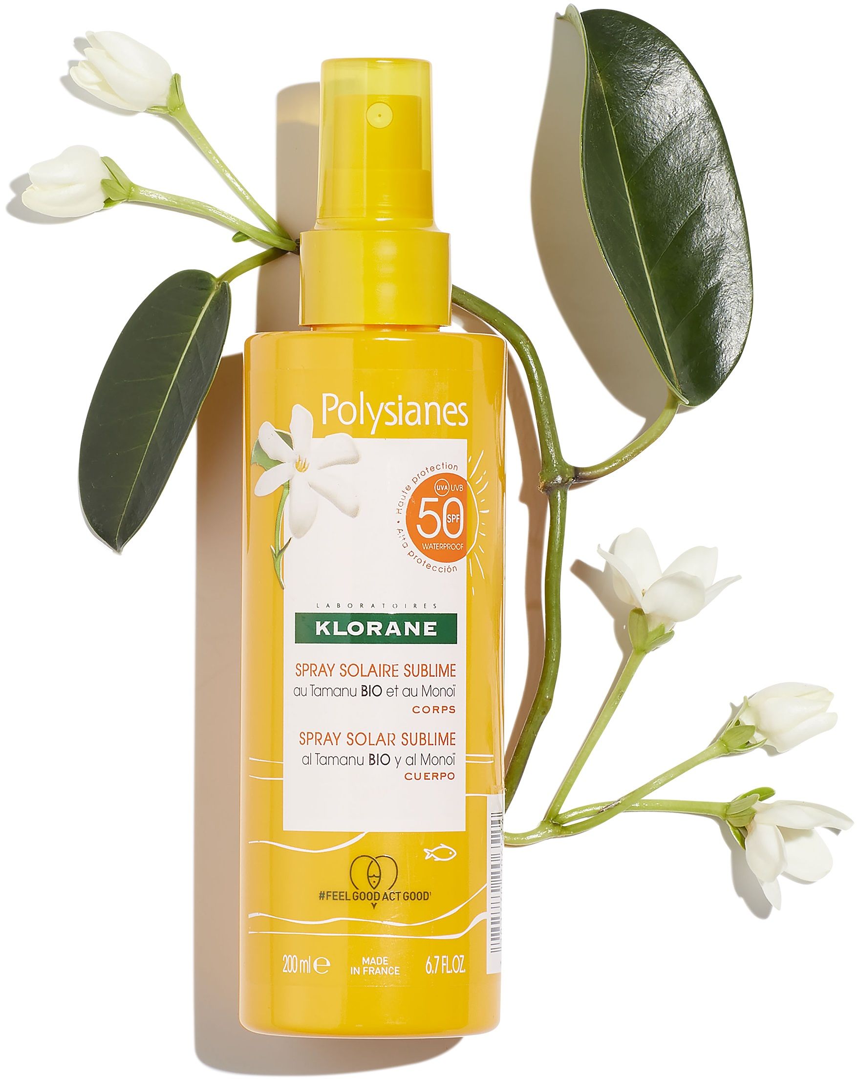 Klorane Polysianes Monoi & Tamanu Слънцезащитен спрей за тяло, SPF 50 ...