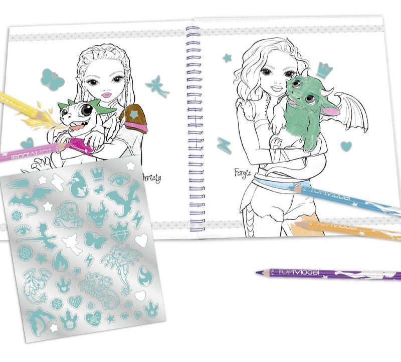 Книжка за оцветяване TopModel Dragon World - Dragon Love, с пайети ...