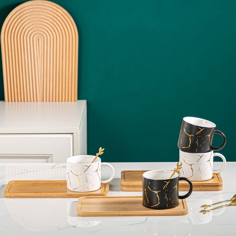 Комплект за топли напитки Morello - Bamboo White, 250 ml, 3 части ...