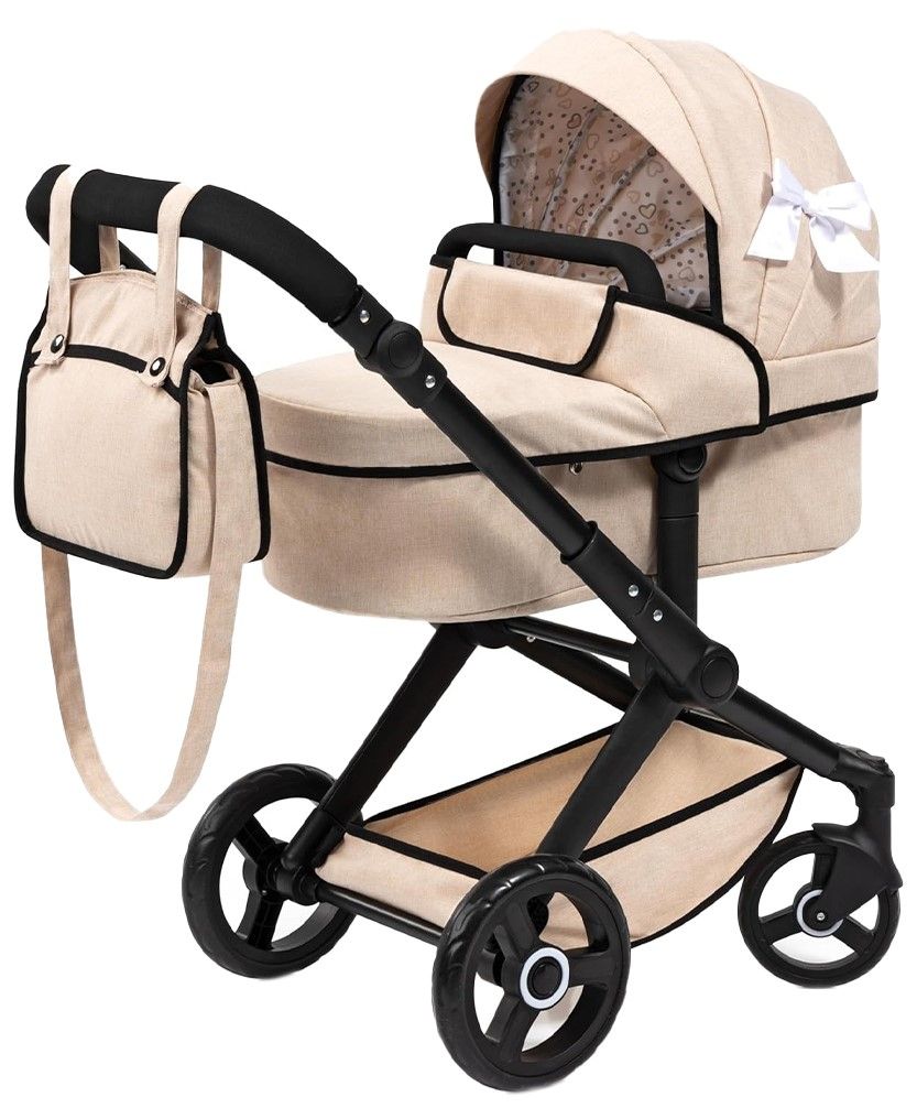 Количка за кукли Bayer - Xeo, трансформираща се, с чанта, бежова ...