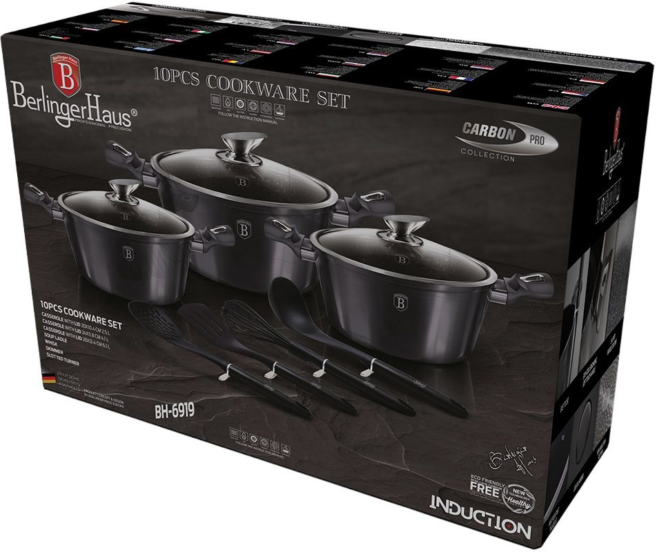 Комплект съдове за готвене Berlinger Haus - Metallic Line Carbon Pro ...