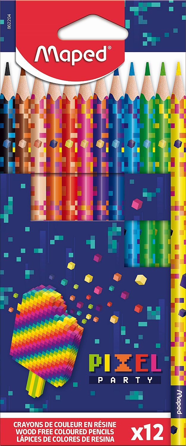 Комплект цветни моливи Maped Pixel Party - 12 цвята | Ozone.bg