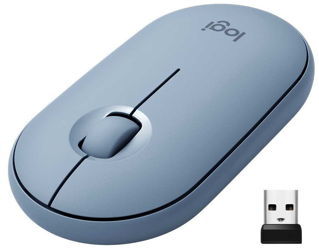 Комплект мишка Logitech - Pebble M350 и топ лак за нокти OPI, синя ...