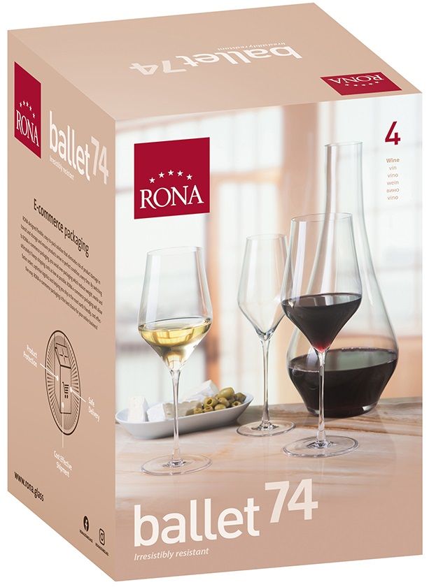 Комплект чаши за вино Bohemia - Rona Ballet 7457, 4 броя x 520 ml ...