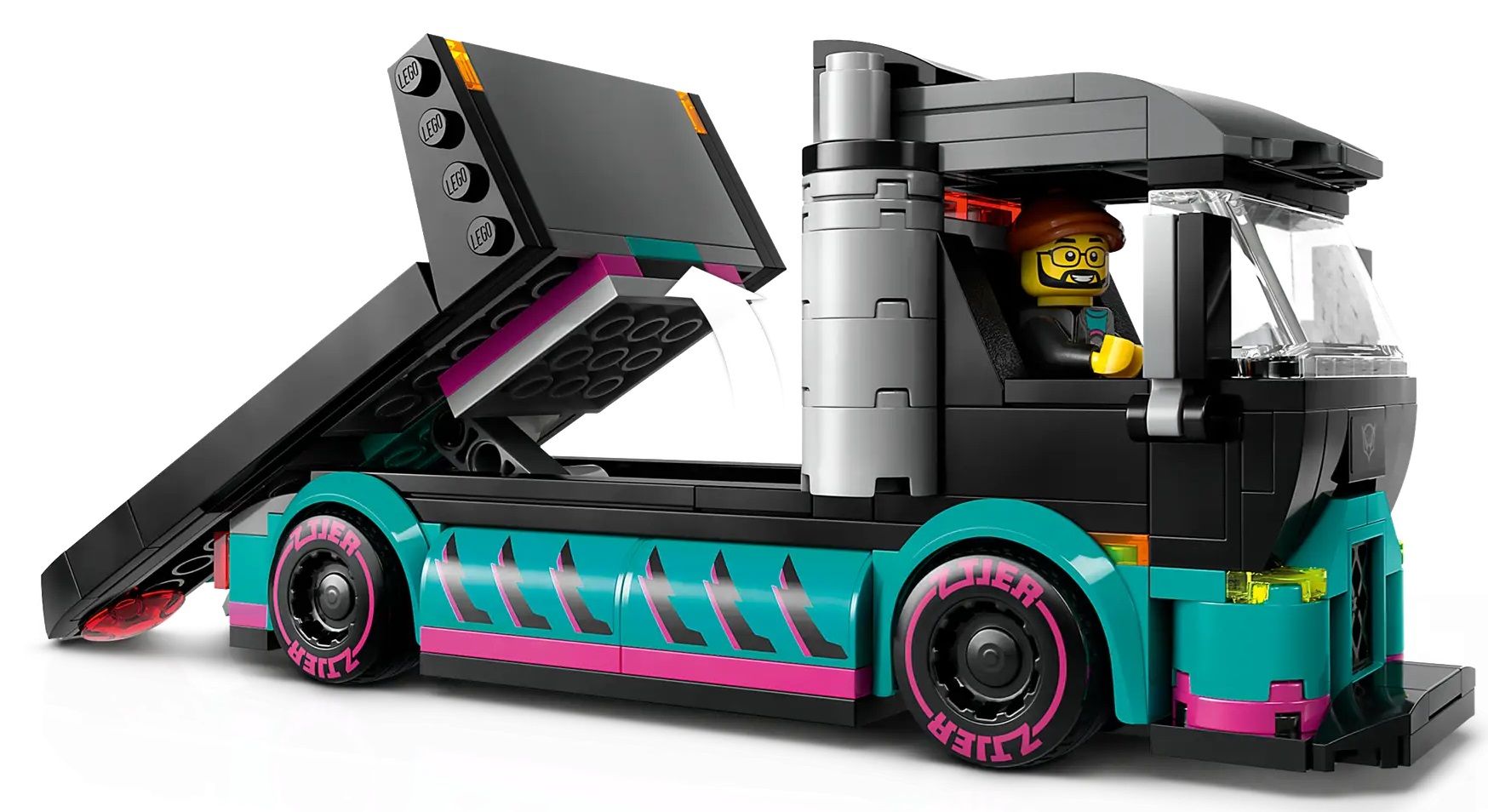 Конструктор LEGO City - Състезателна кола и камион за превоз на ...