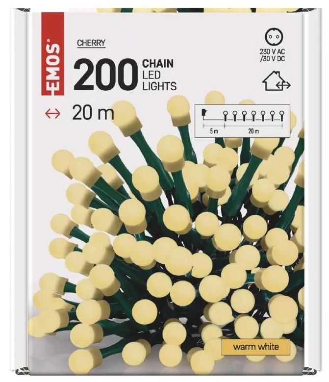 LED Лампички Emos - Cherry Timer, 200 броя, 6W, 20 m | Ozone.bg