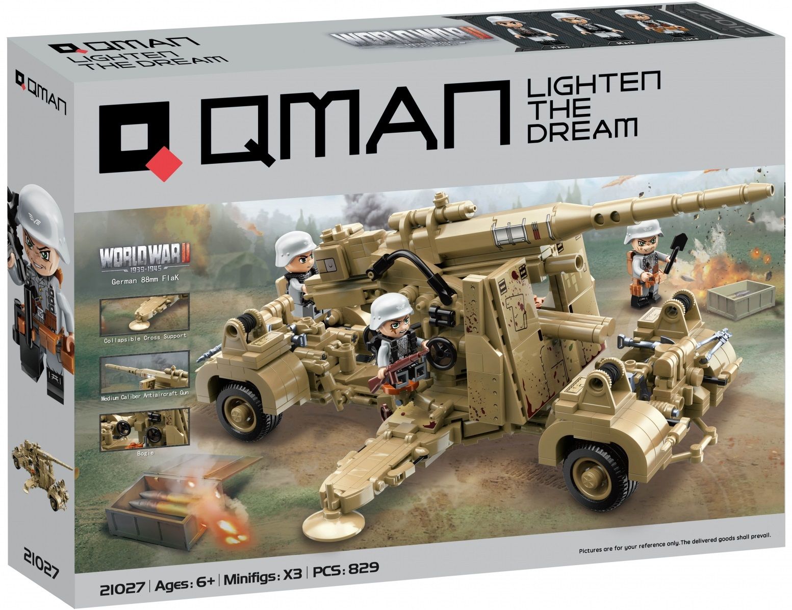 Конструктор Qman Lighten the dream - Германско оръдие 88 mm FlaK | Отлична цена | Ozone.bg