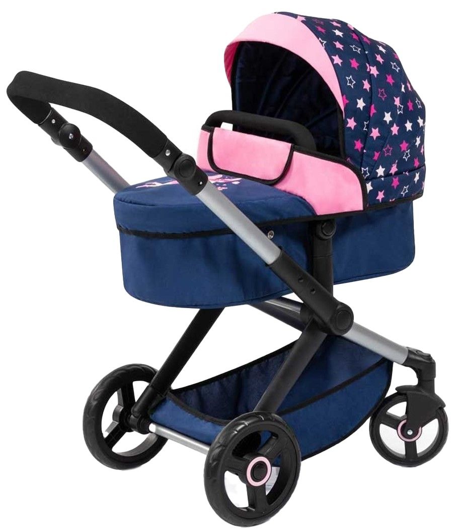 Количка за кукли Bayer - Xeo, трансформираща се, с чанта, синя/розова ...