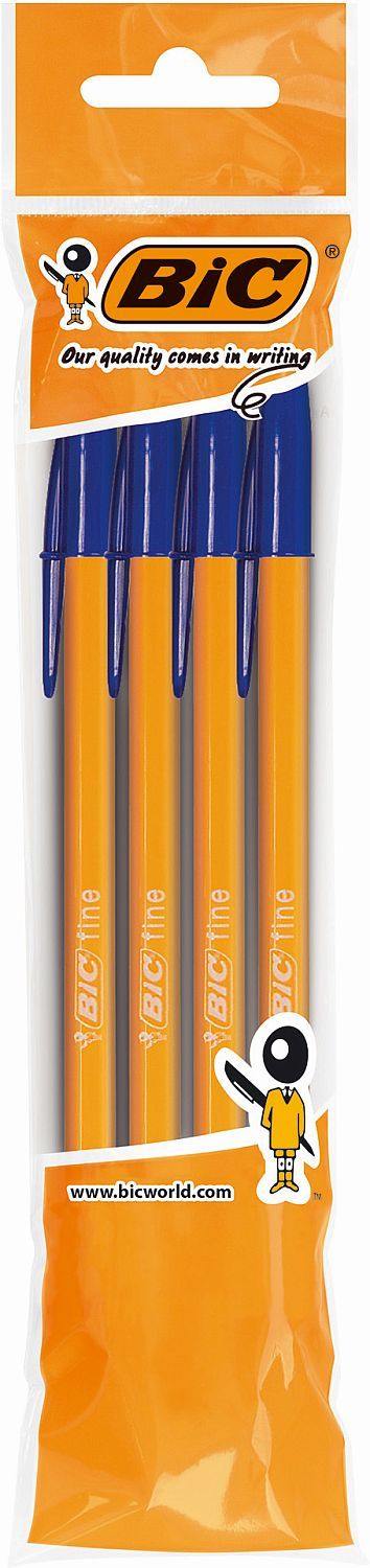 Комплект химикалки BIC Orange - 0.8 mm, сини, 4 броя | Ozone.bg