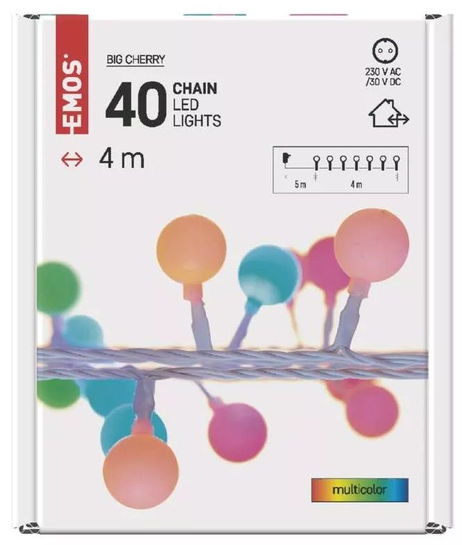 LED Лампички Emos - Big Cherry Timer, 40 броя, 3.6W, 4 m | Ozone.bg