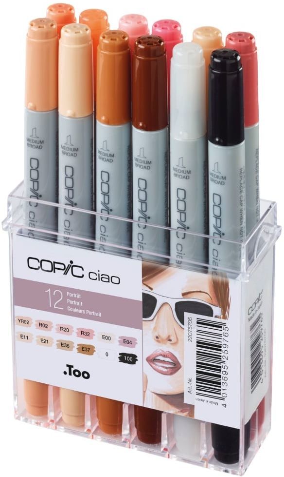 Комплект маркери Too Copic Ciao - Телесни тонове, 12 цвята | Ozone.bg