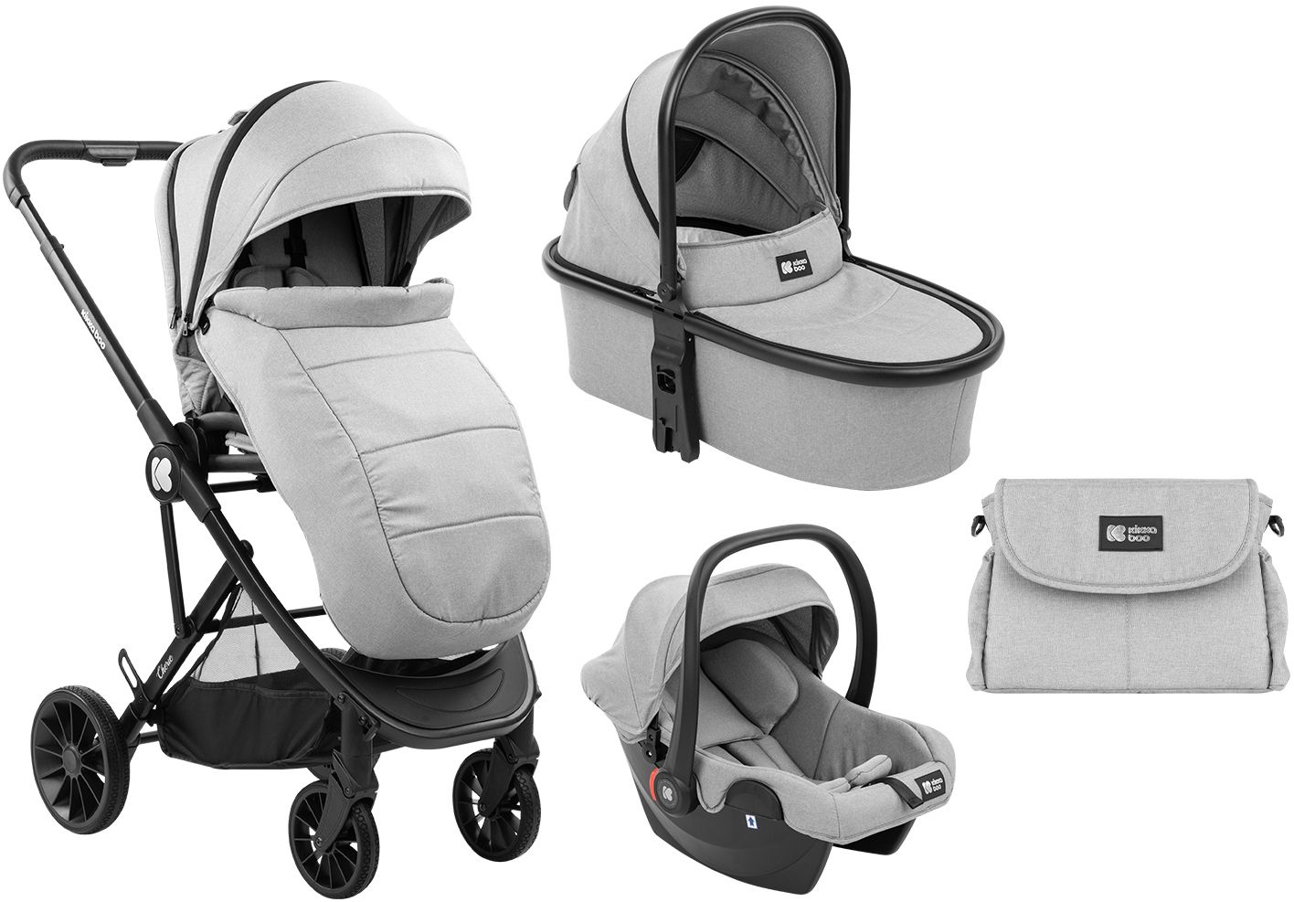 Комбинирана количка 3 в 1 KikkaBoo - Cherie, Grey | Добра цена | Ozone.bg